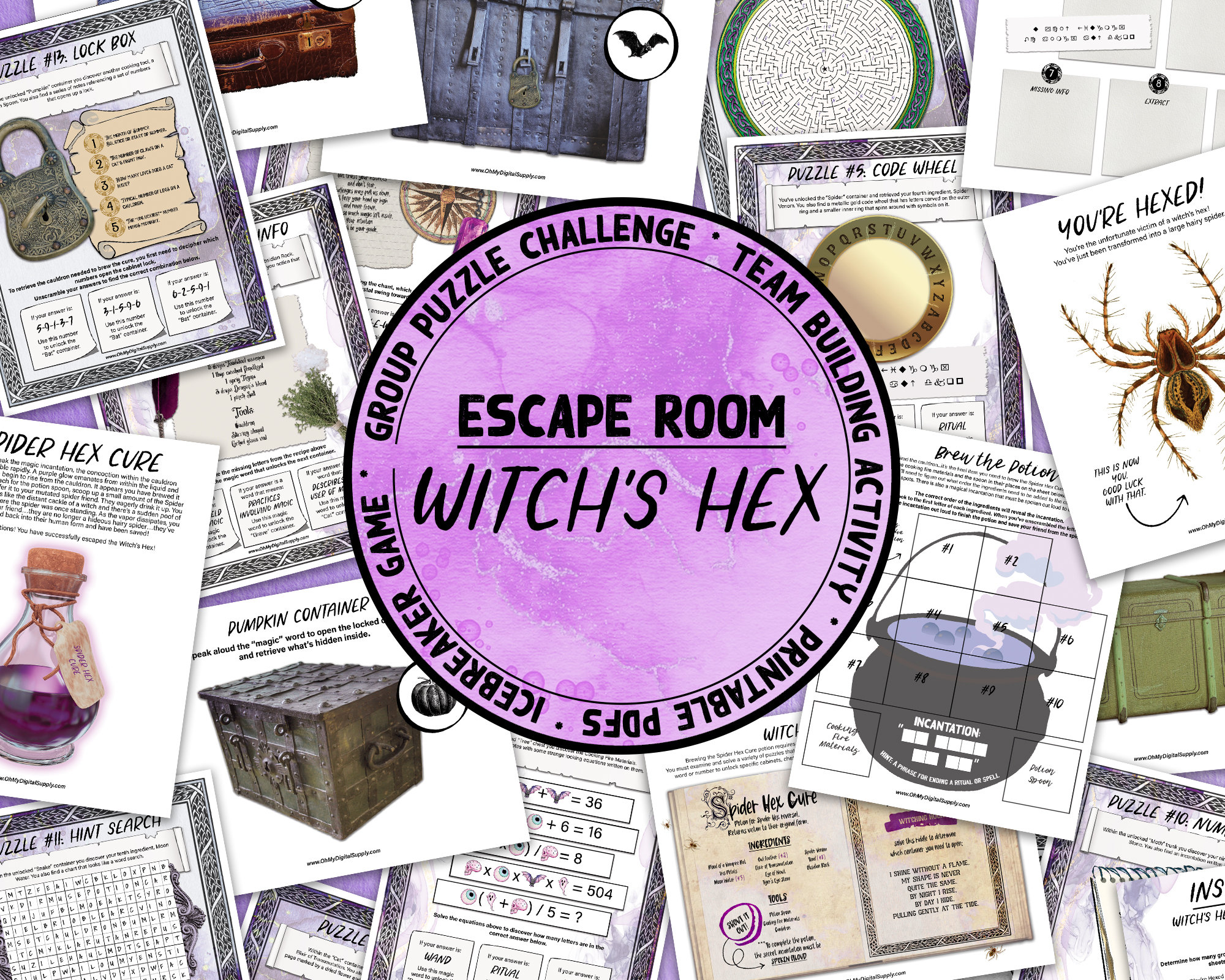 Escape Room: Witch's Hex, Halloween Themed Group Team Building Activity ...