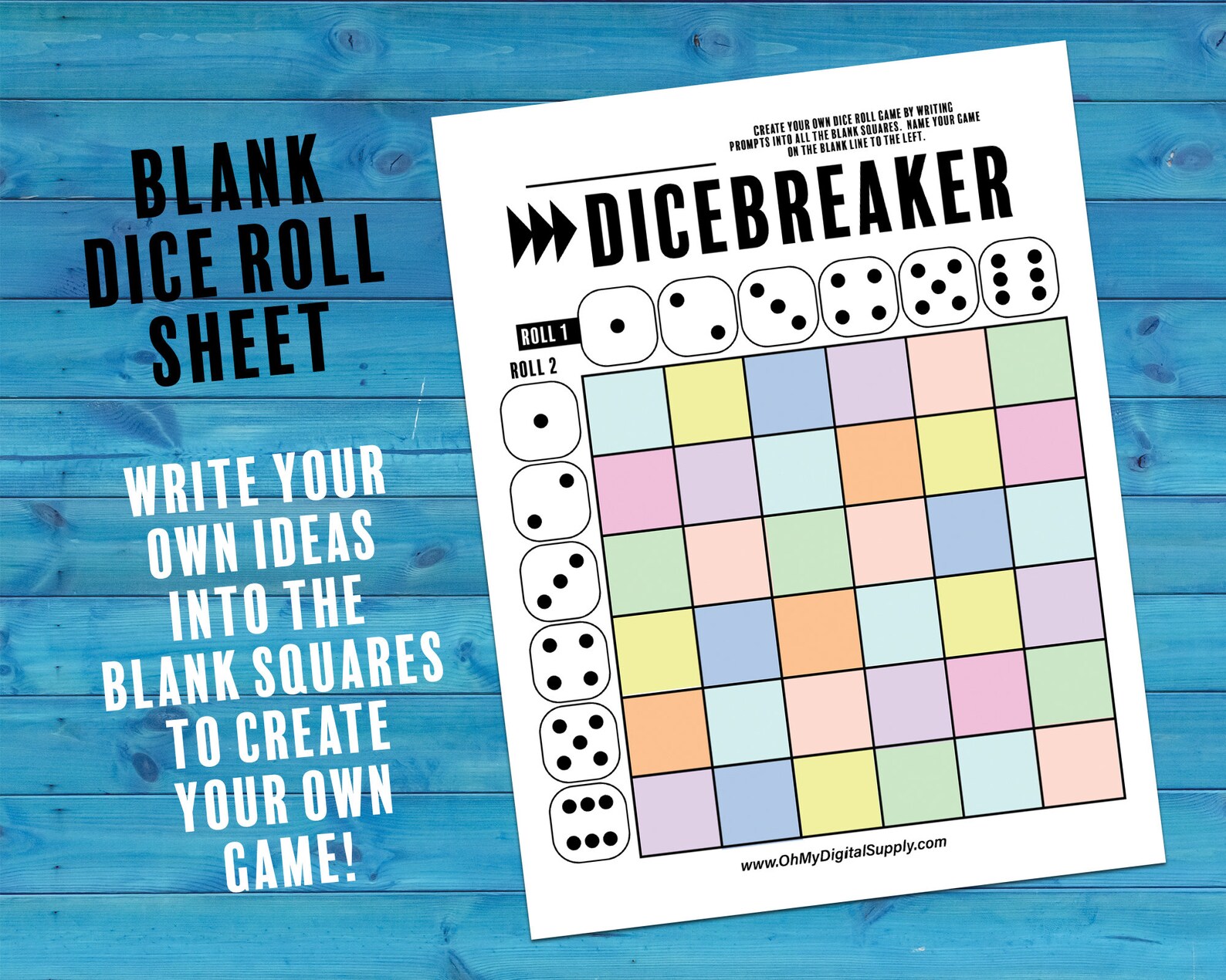 Dicebreaker Dice Roll Printable Icebreaker Questions Game, Dice Roll ...
