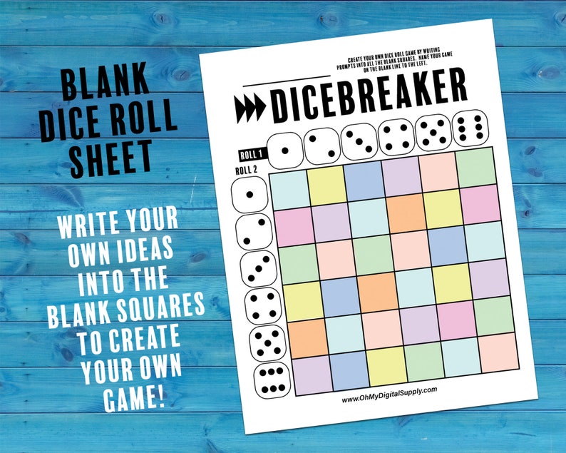Dicebreaker Dice Roll Printable Icebreaker Questions Game, Dice Roll ...