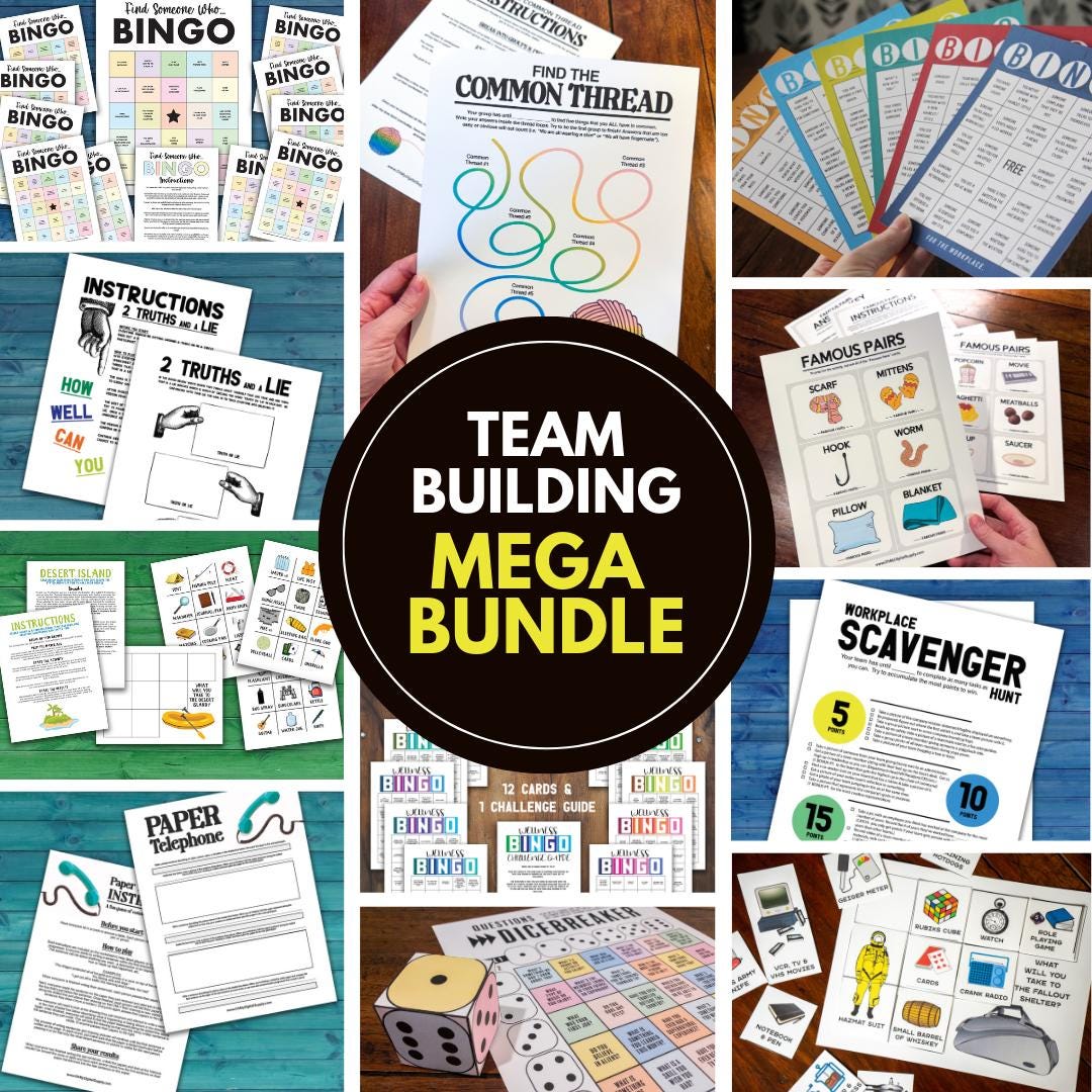Workplace Team Building Bundle, Printable Group Games & Staff ...