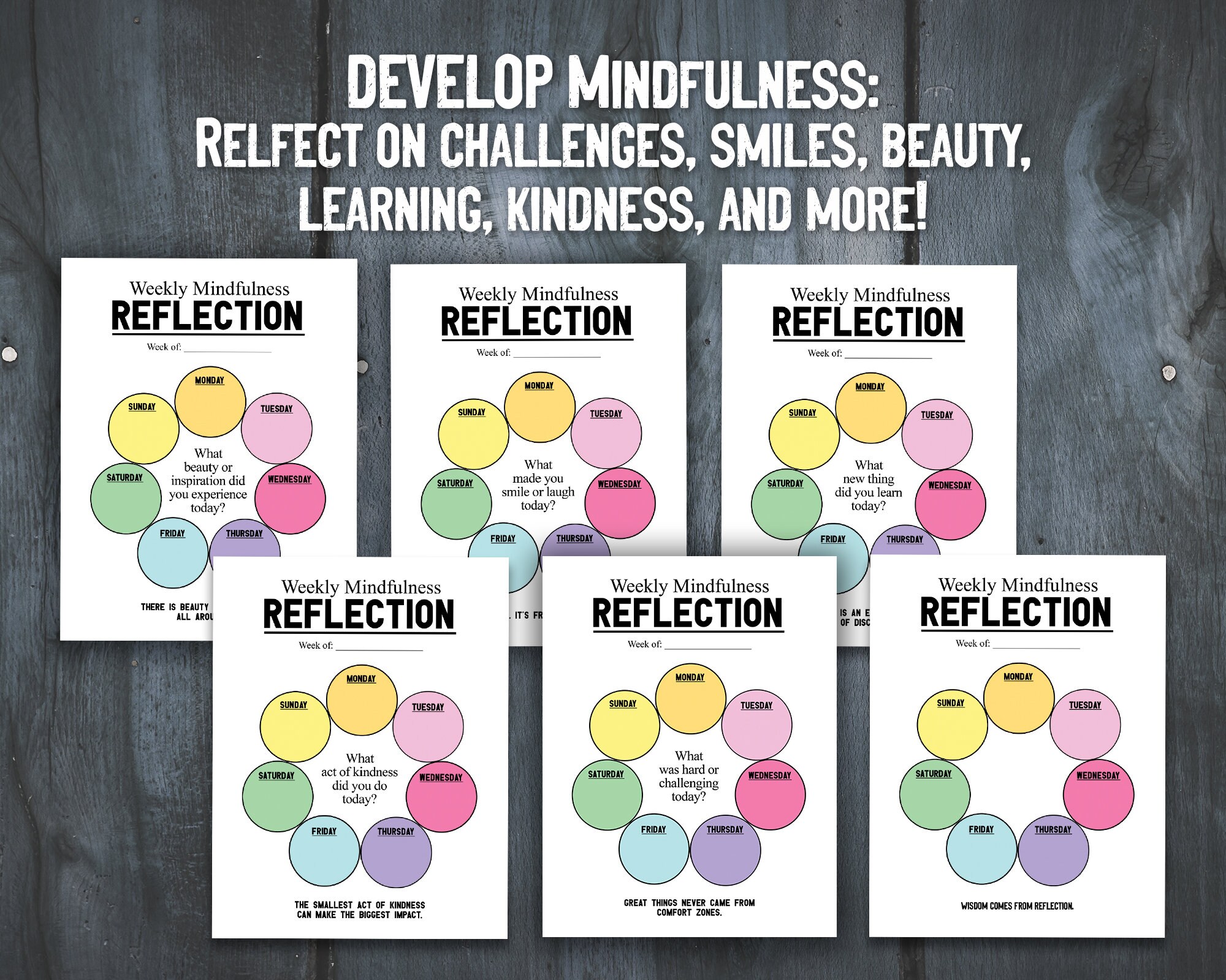 Weekly Reflection & Mindfulness Journal Page Printable Daily - Etsy UK