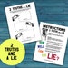 2 Truths and a Lie Printable Group Communication Game Group Ice Breaker ...