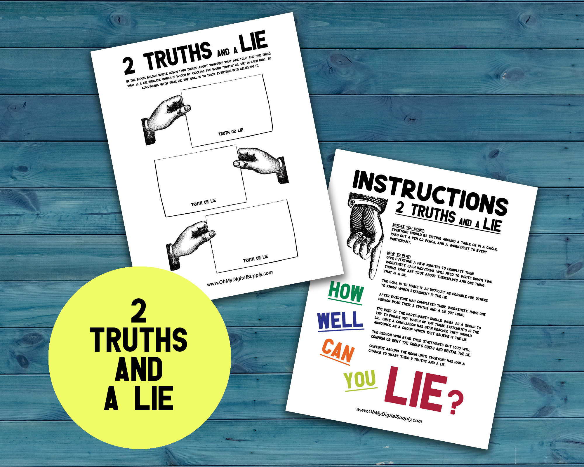 2 Truths and a Lie Printable Group Communication Game | Group Ice ...