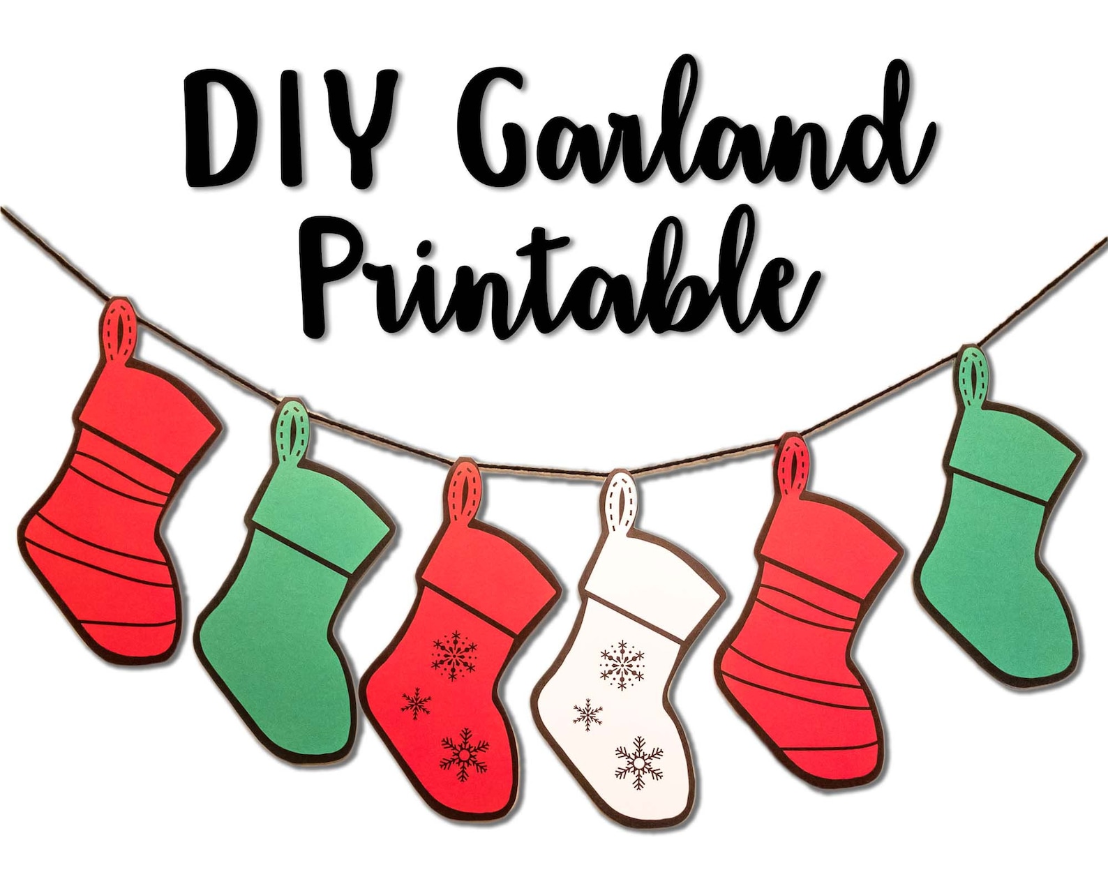 Christmas Stockings DIY Paper Garland Printable Holiday - Etsy