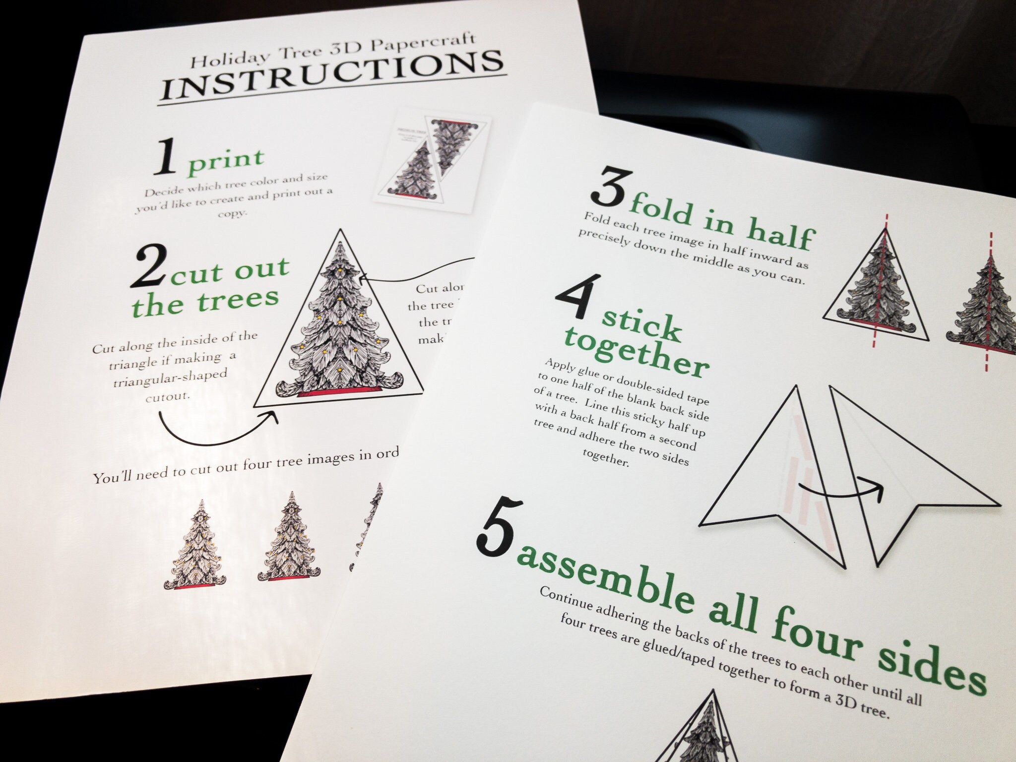 Holiday Christmas Tree 3D Paper Craft Printable Paper Tree Holiday ...