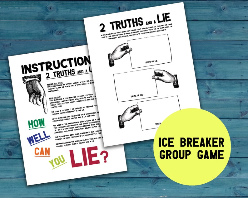 2 Truths and a Lie Printable Group Communication Game Ice - Etsy