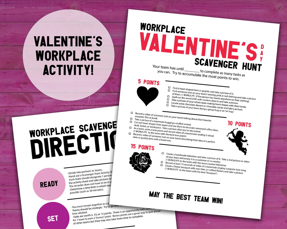 Valentine's Day Workplace Scavenger Hunt Printable Team - Etsy