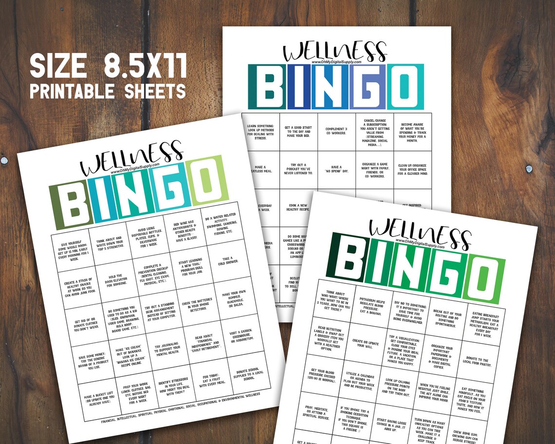 Health & Wellness BINGO Challenge Printable Activity | Wellness BINGO ...