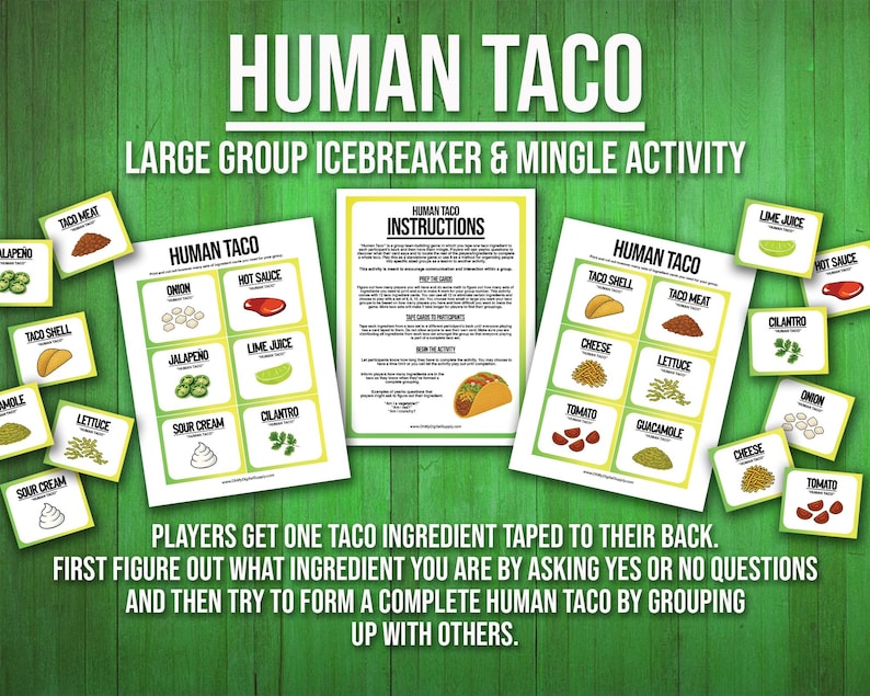 Human Taco Large Group Icebreaker, Networking Breakout Group Activity ...