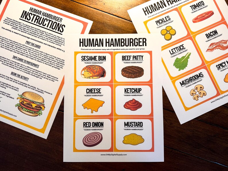 Human Hamburger Group Icebreaker, Networking Mingle Activity & Team ...