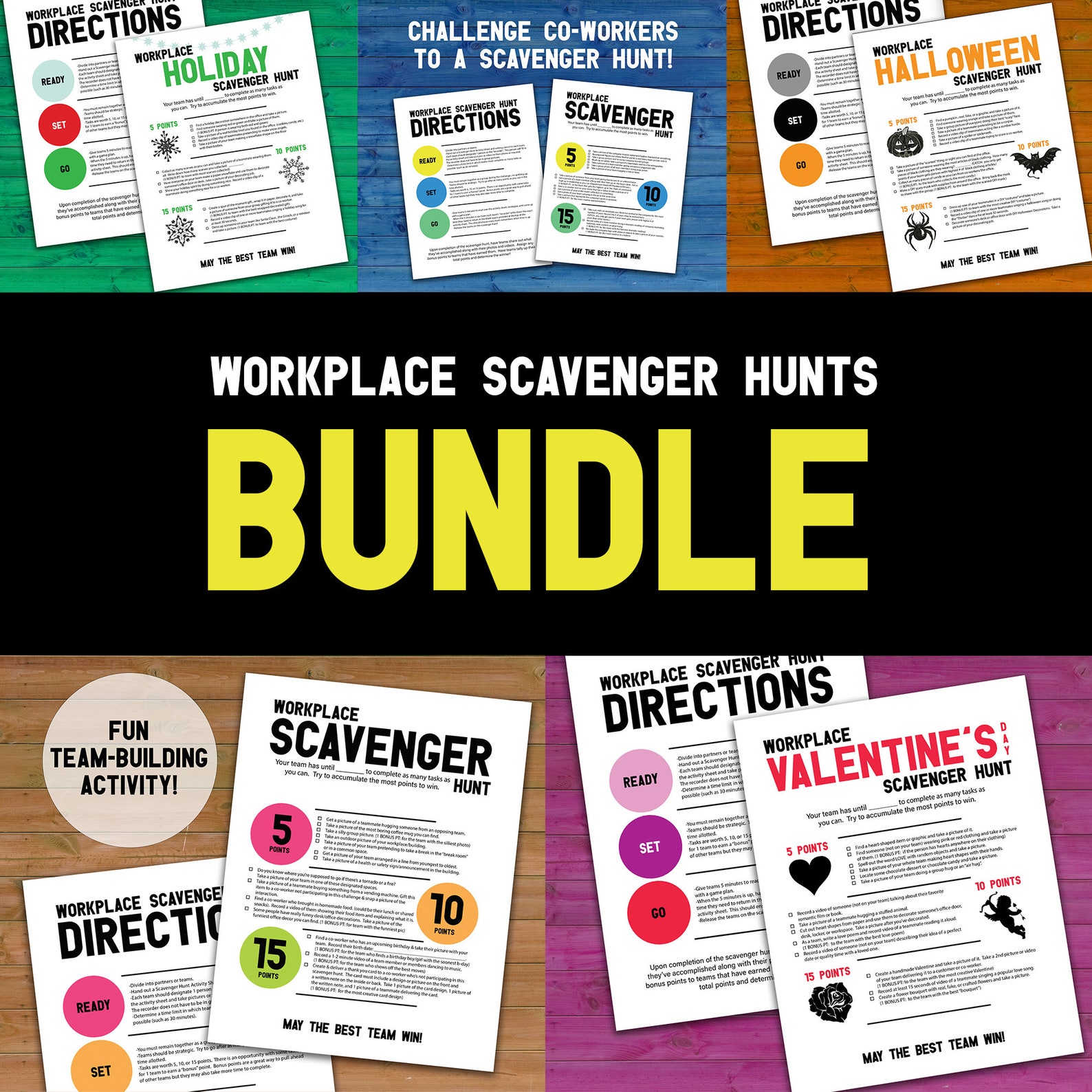Workplace Scavenger Hunt Printables Bundle Team Scavenger - Etsy