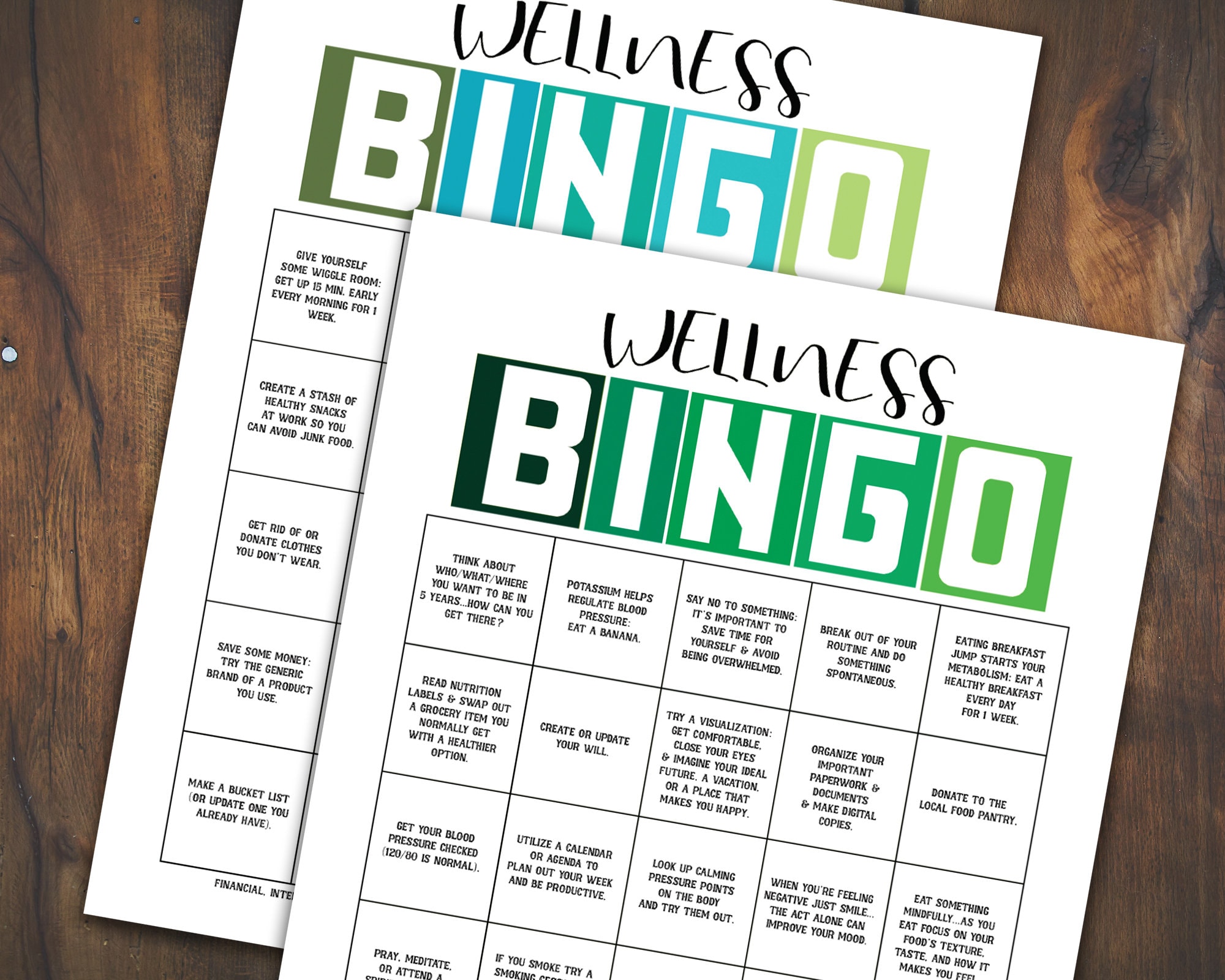 Health & Wellness BINGO Challenge Printable Activity | Etsy