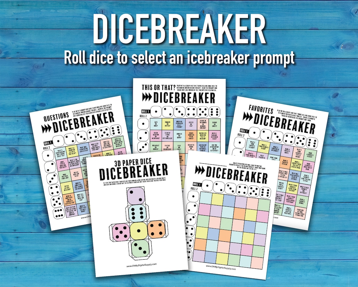 Dicebreaker Dice Roll Printable Icebreaker Questions Game, Dice Roll ...