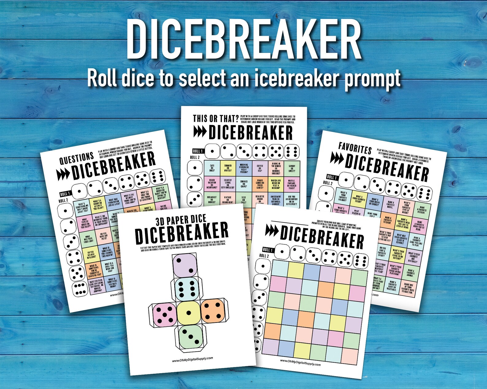 Dicebreaker Dice Roll Printable Icebreaker Questions Game, Dice Roll ...
