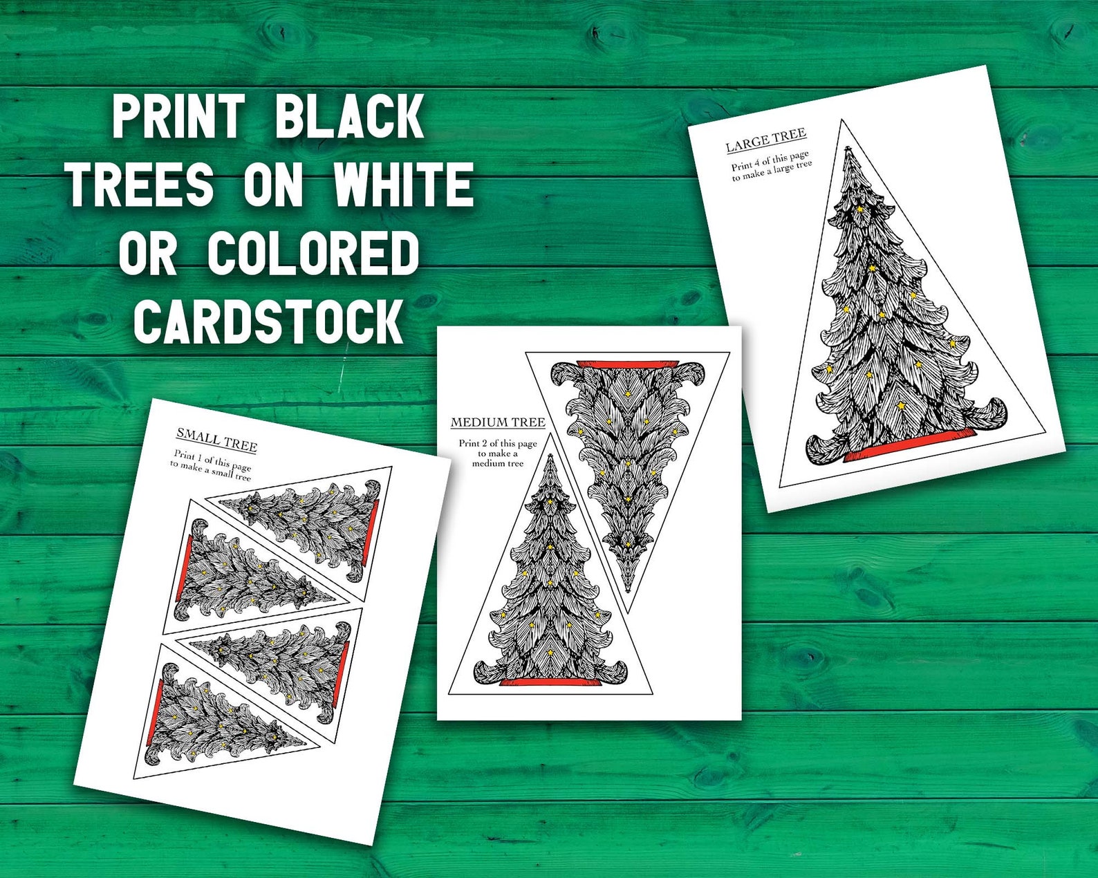 Holiday Christmas Tree 3D Paper Craft Printable Paper Tree Holiday ...