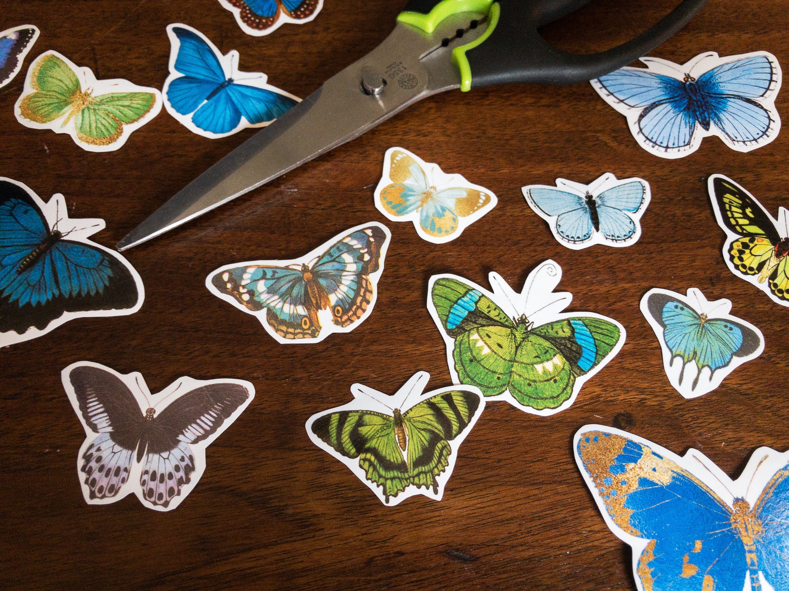 Butterflies Printable Sticker Sheet Blue and Green Butterfly | Etsy