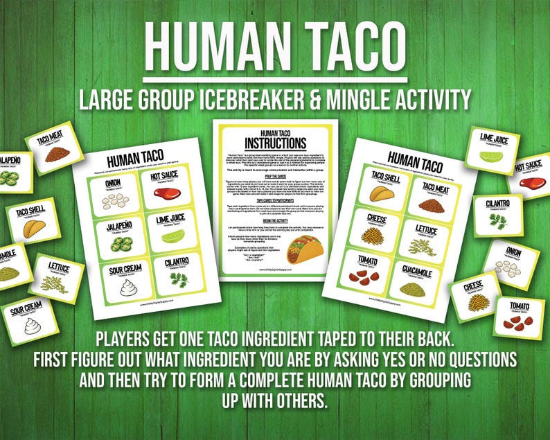 Human Taco Team Building Games Bundle, Large Group Icebreaker Activity ...