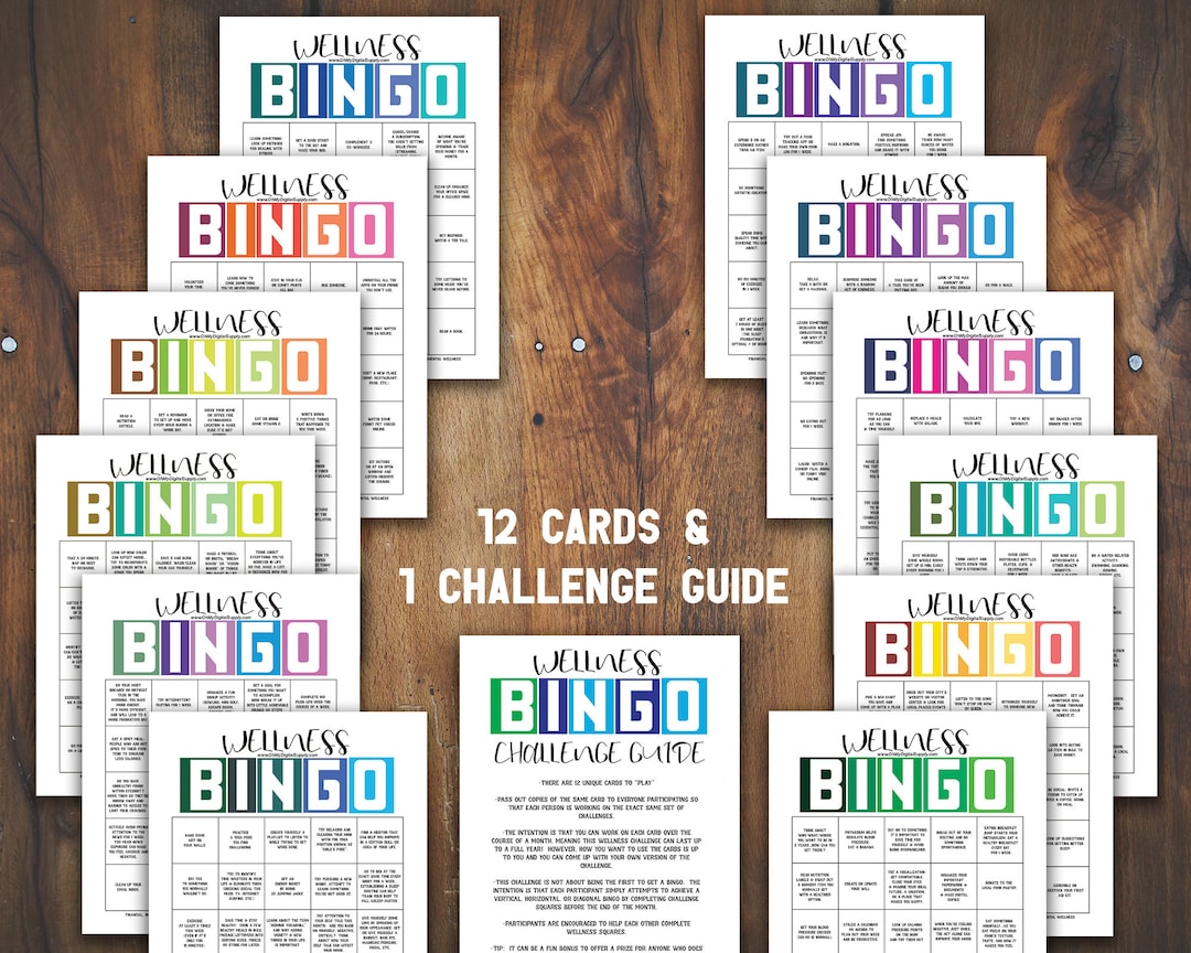 Health & Wellness BINGO Challenge Printable Activity | Wellness BINGO ...