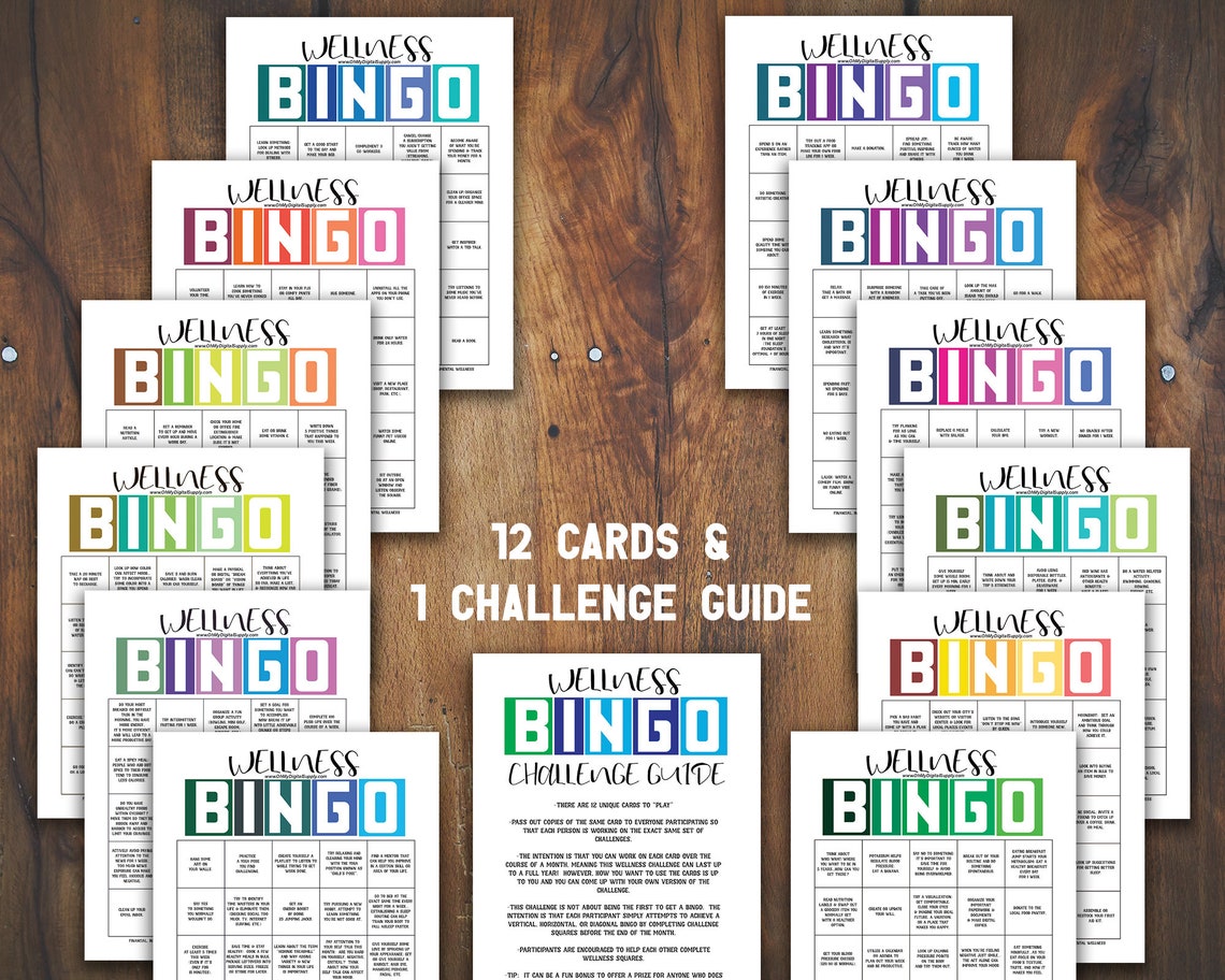 Health & Wellness BINGO Challenge Printable Activity | Wellness BINGO ...