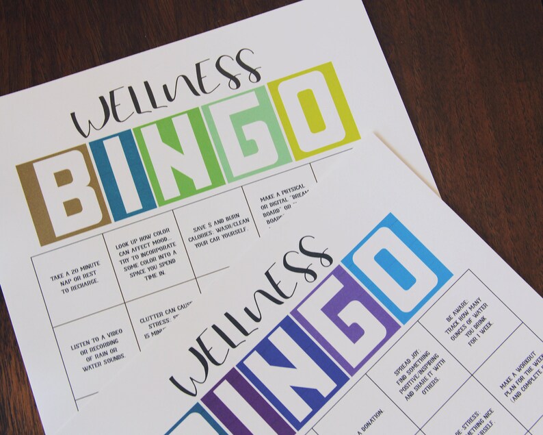 Health & Wellness BINGO Challenge Printable Activity | Etsy