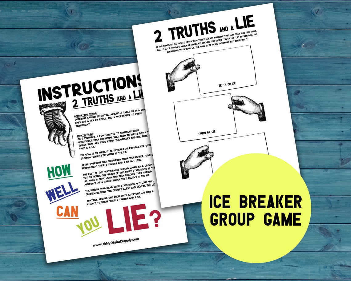 2 Truths and a Lie Printable Group Communication Game | Group Ice ...