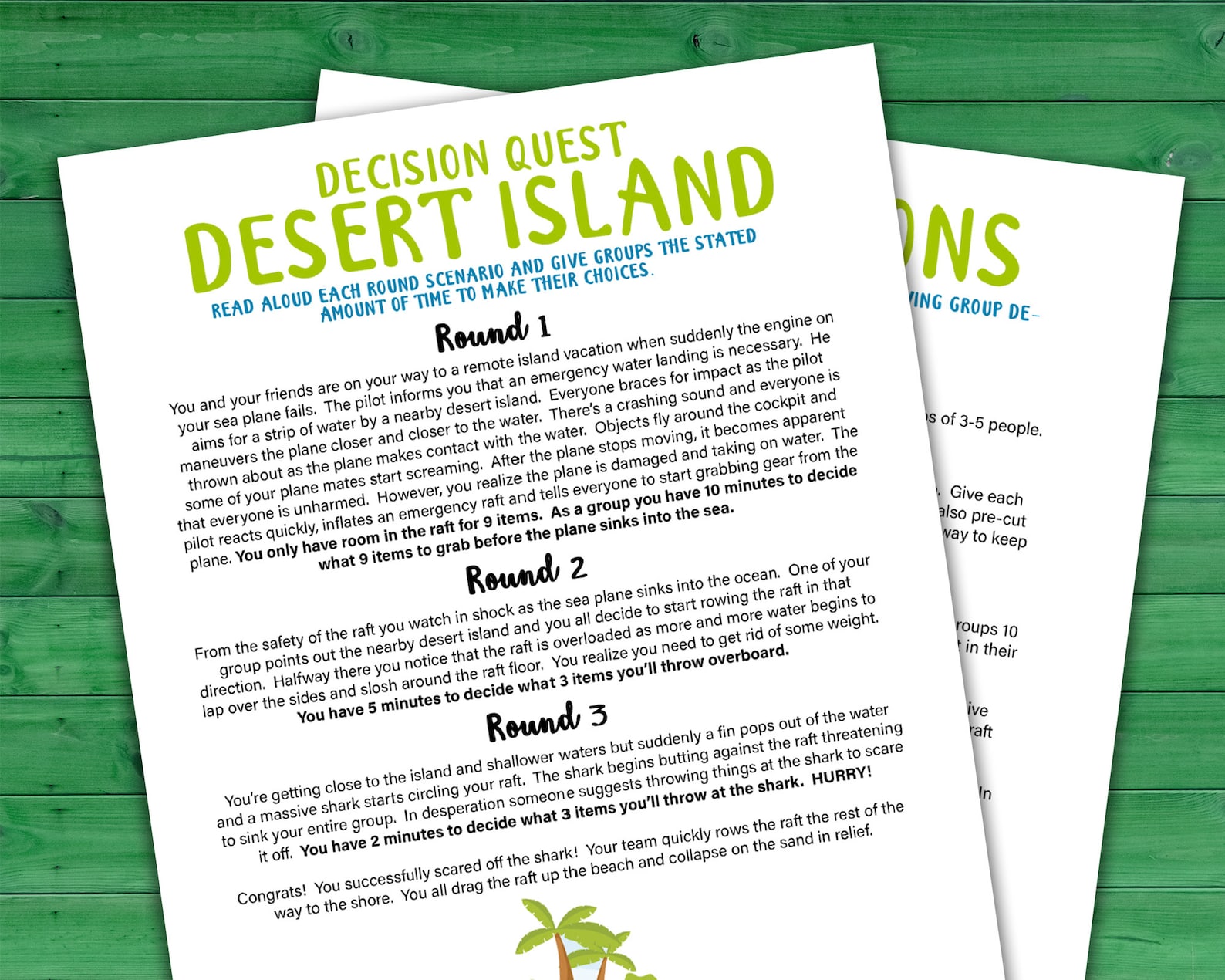 Decision Quest: Desert Island, Printable Team-building Game, Group ...