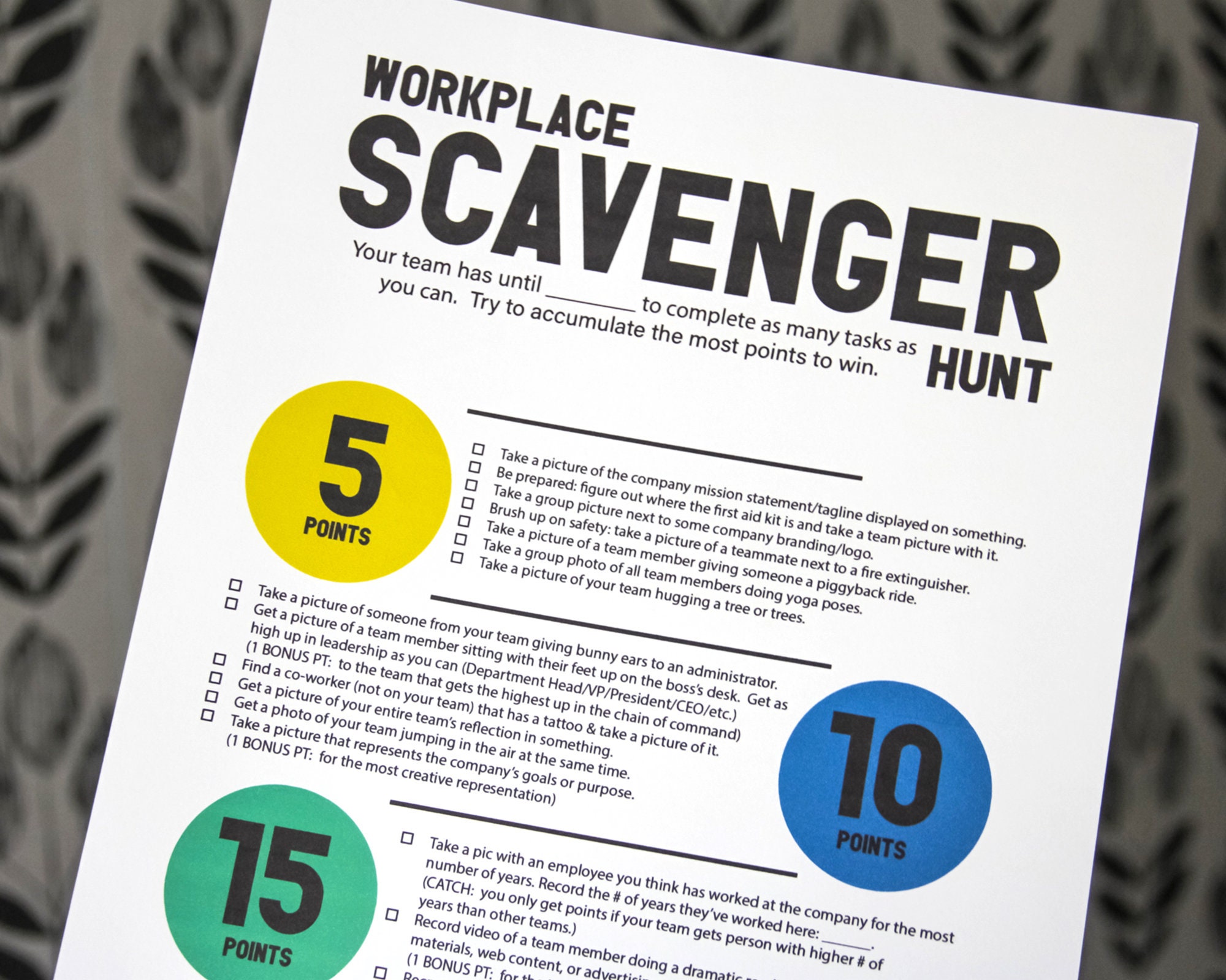 Workplace Scavenger Hunt Printables Bundle | Team Scavenger Hunt Staff ...