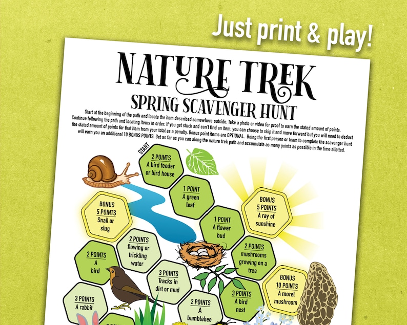 Nature Trek Outdoor Spring Scavenger Hunt Printable Activity ...