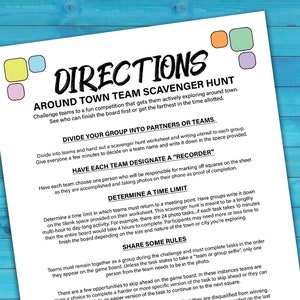 Around Town Team Scavenger Hunt Printable Activity, Competitive ...