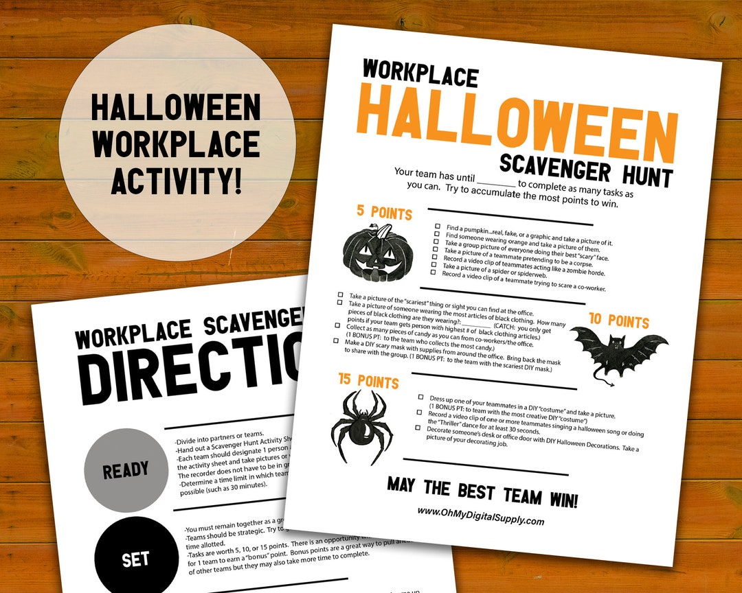 Halloween Workplace Scavenger Hunt Printable Team Competition | Work ...
