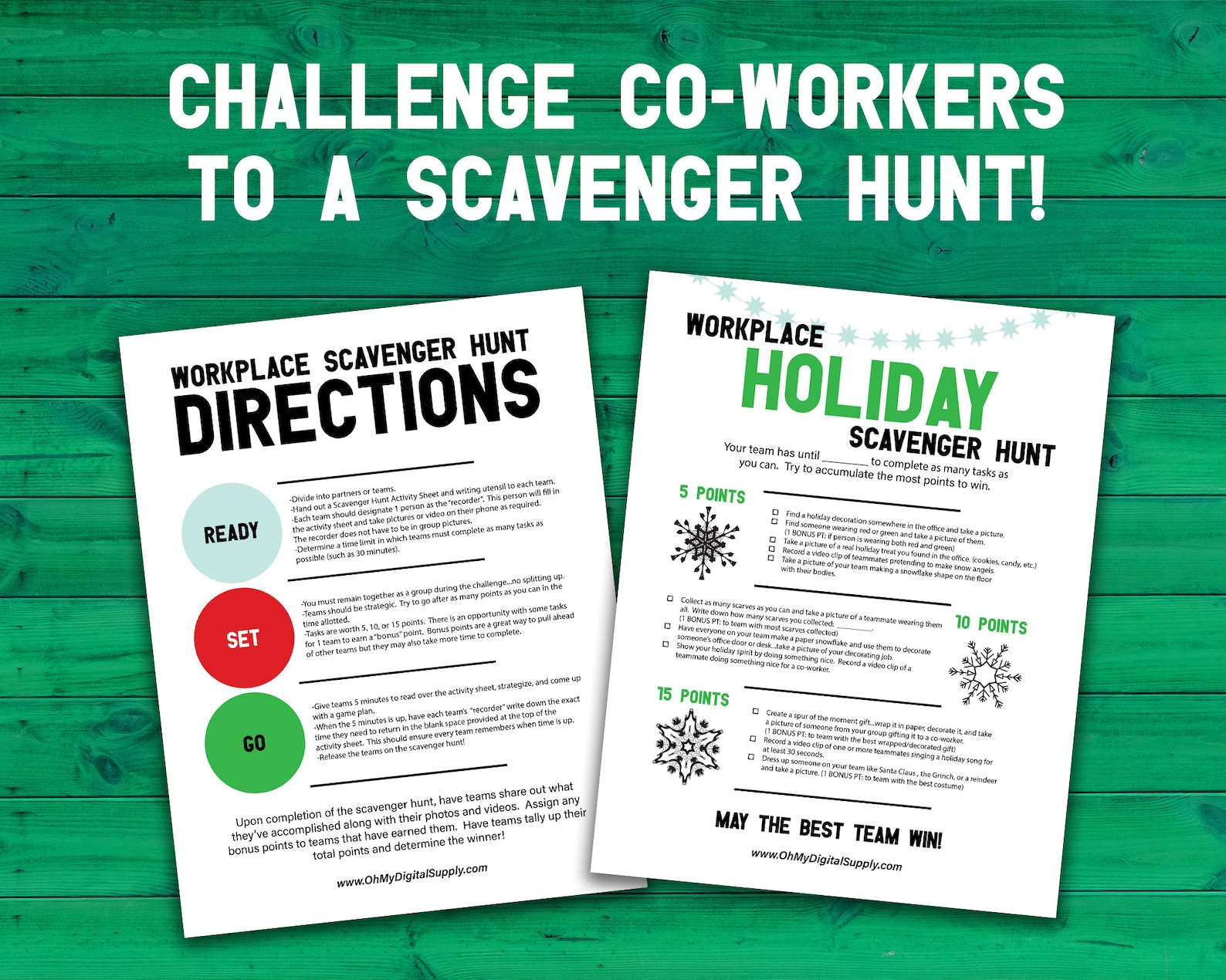 Holiday Workplace Scavenger Hunt Printable Activity | Office Team ...