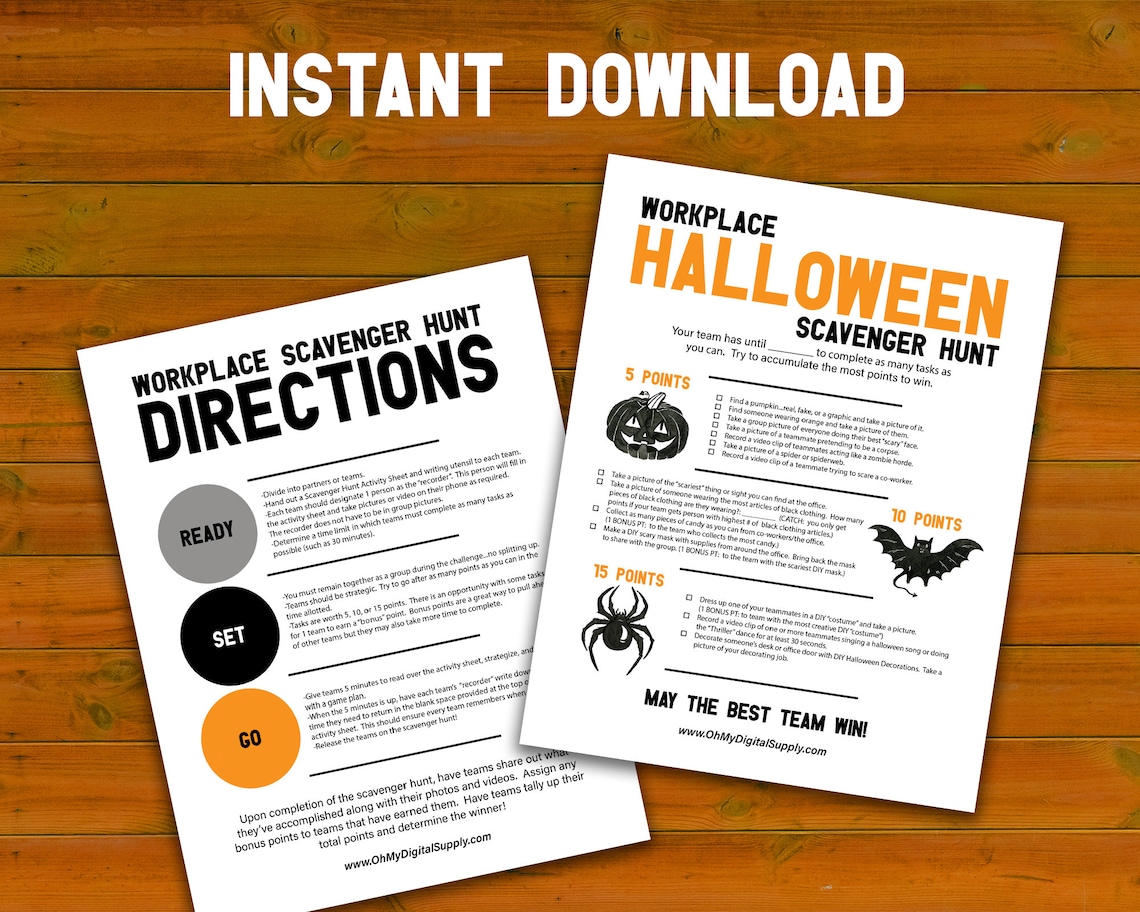 Halloween Workplace Scavenger Hunt Printable Team Competition Work Team ...