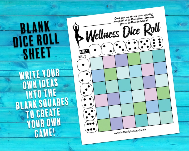 Wellness Dice Roll Printable Decision Game, Dice Roll Wellness Activity ...