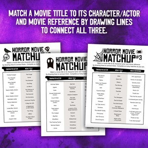 Horror Movie Matchup Printable Halloween Matching Game Horror - Etsy