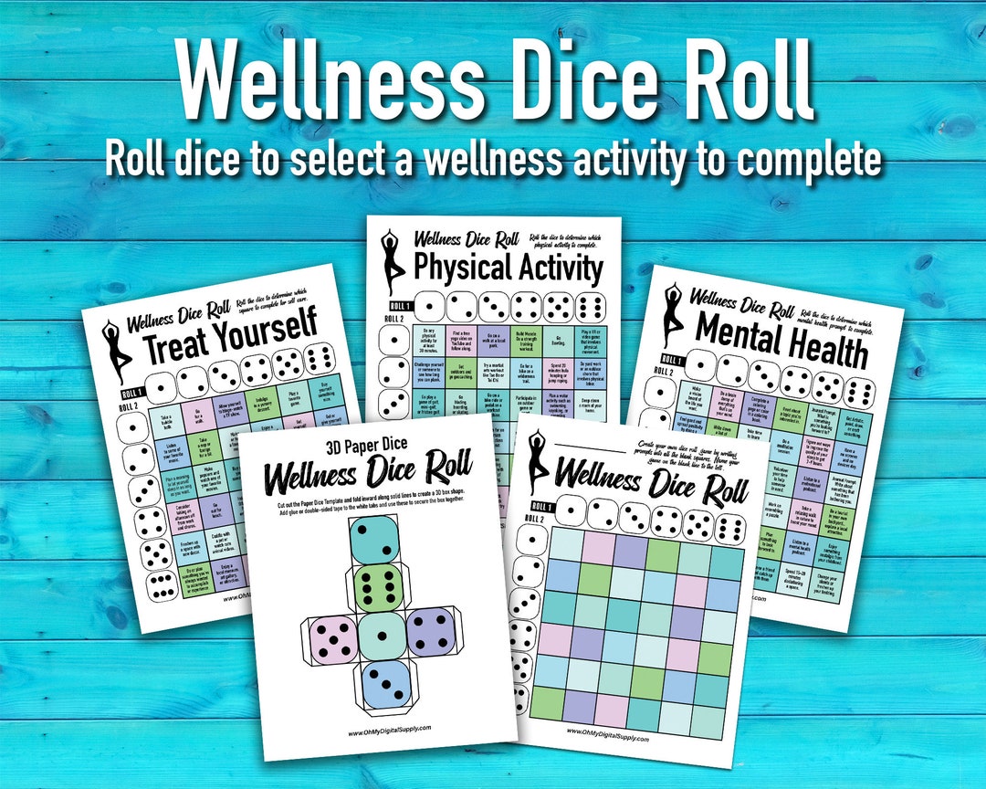 Wellness Dice Roll Printable Decision Game, Dice Roll Wellness Activity ...