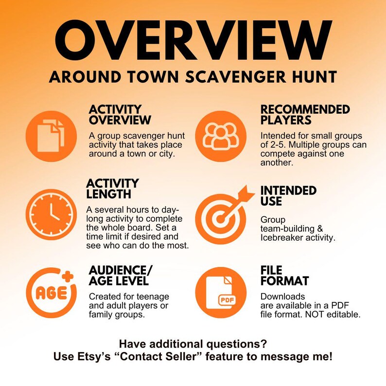 Around Town Team Scavenger Hunt Printable Activity, Group Team Building ...