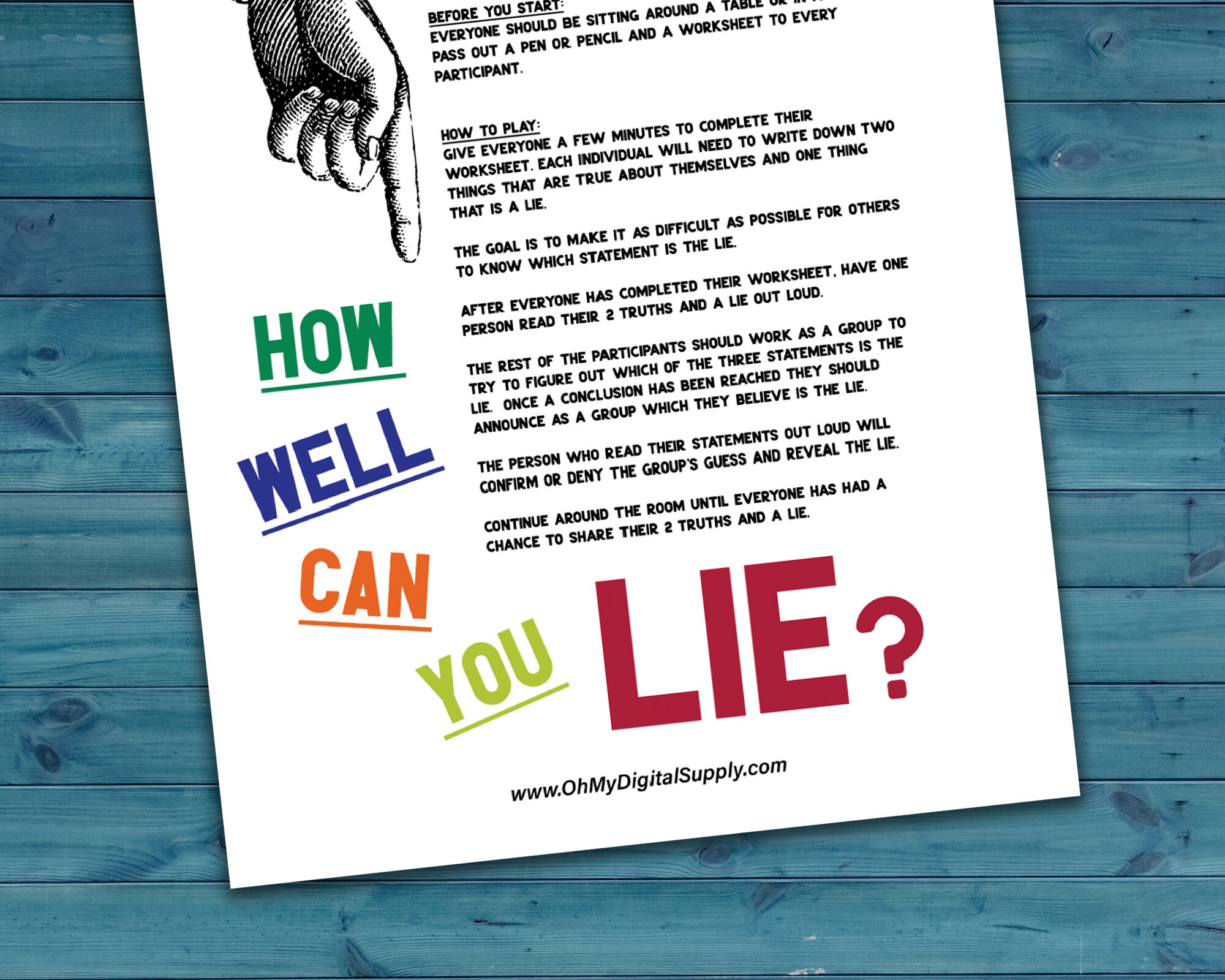 2 Truths and a Lie Printable Icebreaker Game & Team-building Activity ...