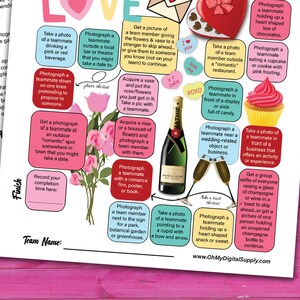 Around Town Valentine's Day Team Scavenger Hunt Printable, Competitive ...