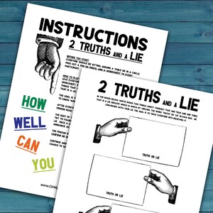 2 Truths and a Lie Printable Icebreaker Game & Team-building Activity ...
