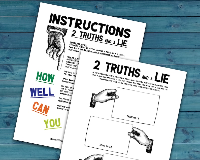 2 Truths and a Lie Printable Icebreaker Game & Team-building Activity ...