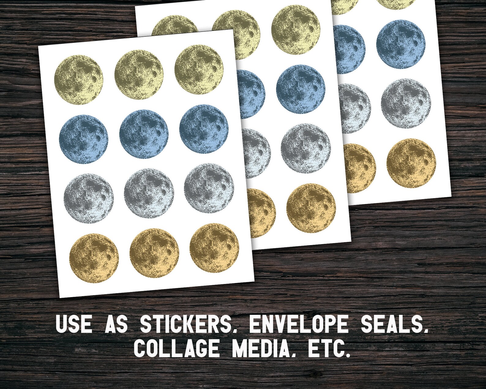 Full Moon Sticker Sheet Printable Template Moon Party | Etsy