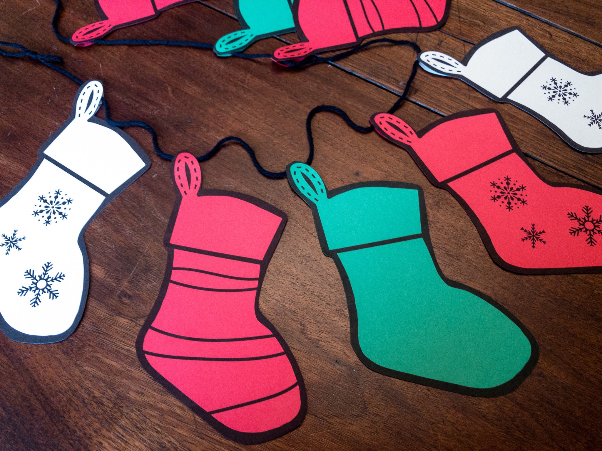 Christmas Stockings DIY Paper Garland Printable Holiday Garland Paper ...