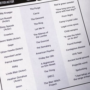 Horror Movie Matchup Printable Halloween Matching Game, Horror Film ...