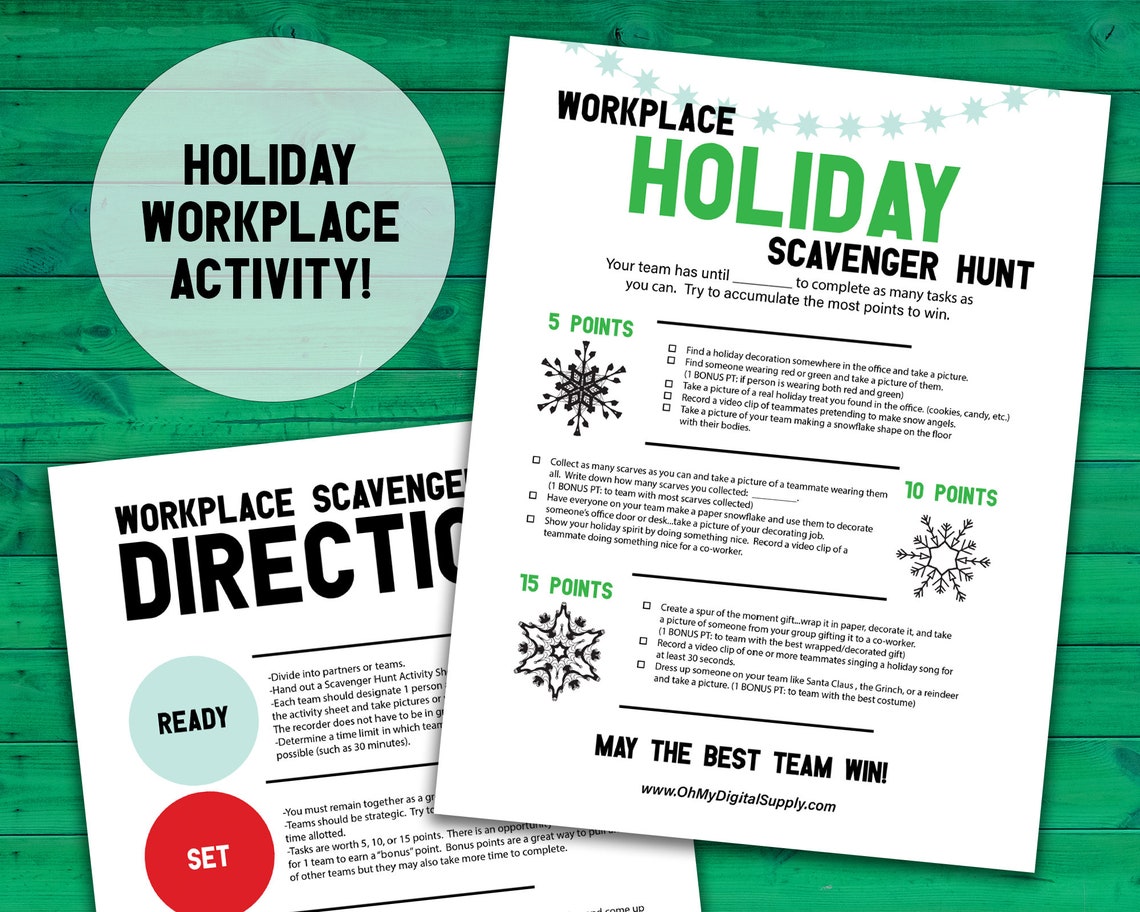 Holiday Workplace Scavenger Hunt Printable Game, Office Team-building ...