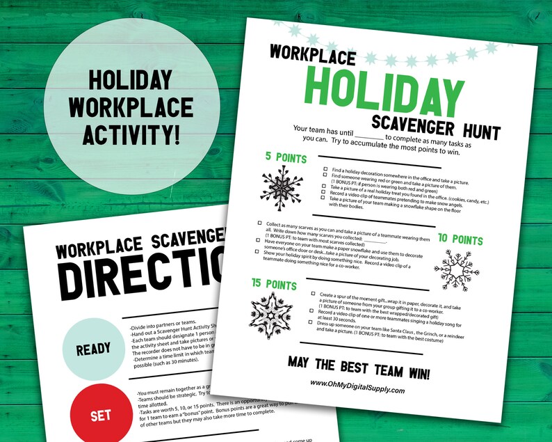 Holiday Workplace Scavenger Hunt Printable Game, Office Team-building ...