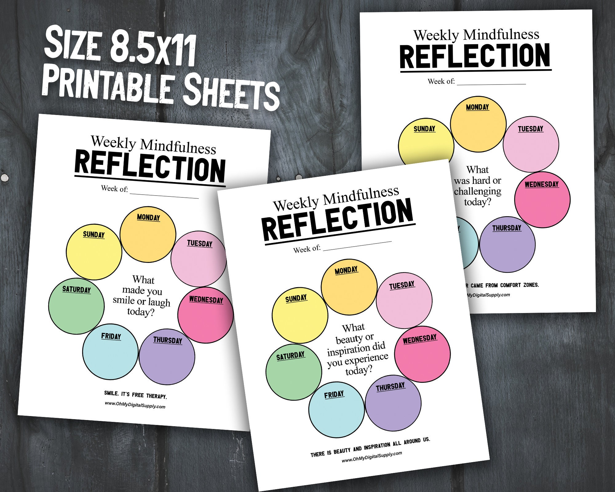 Weekly Reflection & Mindfulness Journal Page Printable Tägliche ...