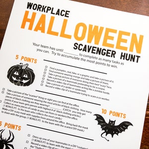 Halloween Workplace Scavenger Hunt Printable Team Competition | Work ...
