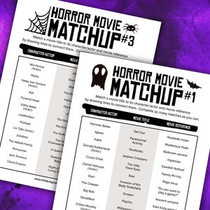 Horror Movie Matchup Printable Halloween Matching Game, Horror Film ...