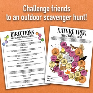 Nature Trek Outdoor Fall Scavenger Hunt Printable Activity, Competitive ...