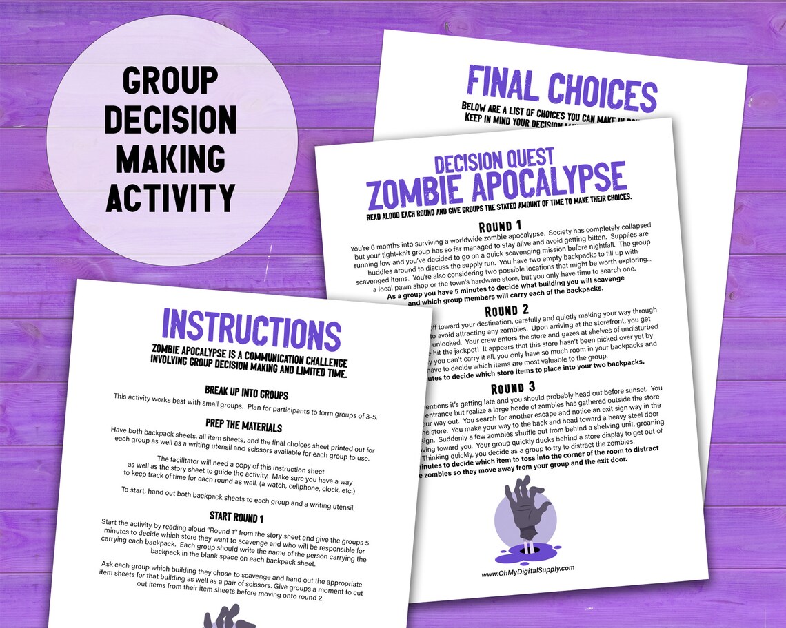 Decision Quest: Zombie Apocalypse | Group Communication & Decision ...